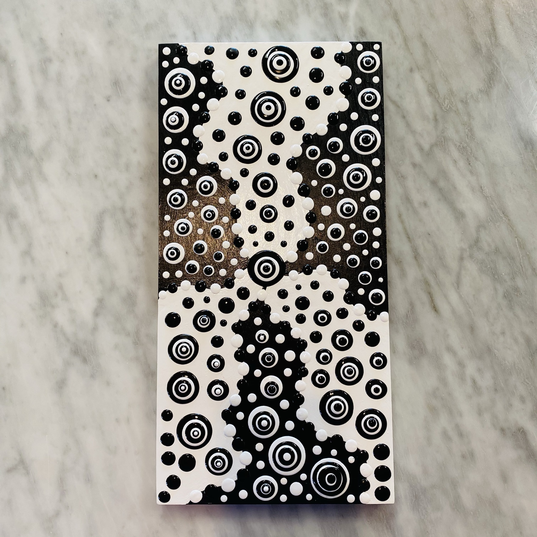 Blob Art; Trypophobia Black & White on Wood Canvas - Furst Art Studio